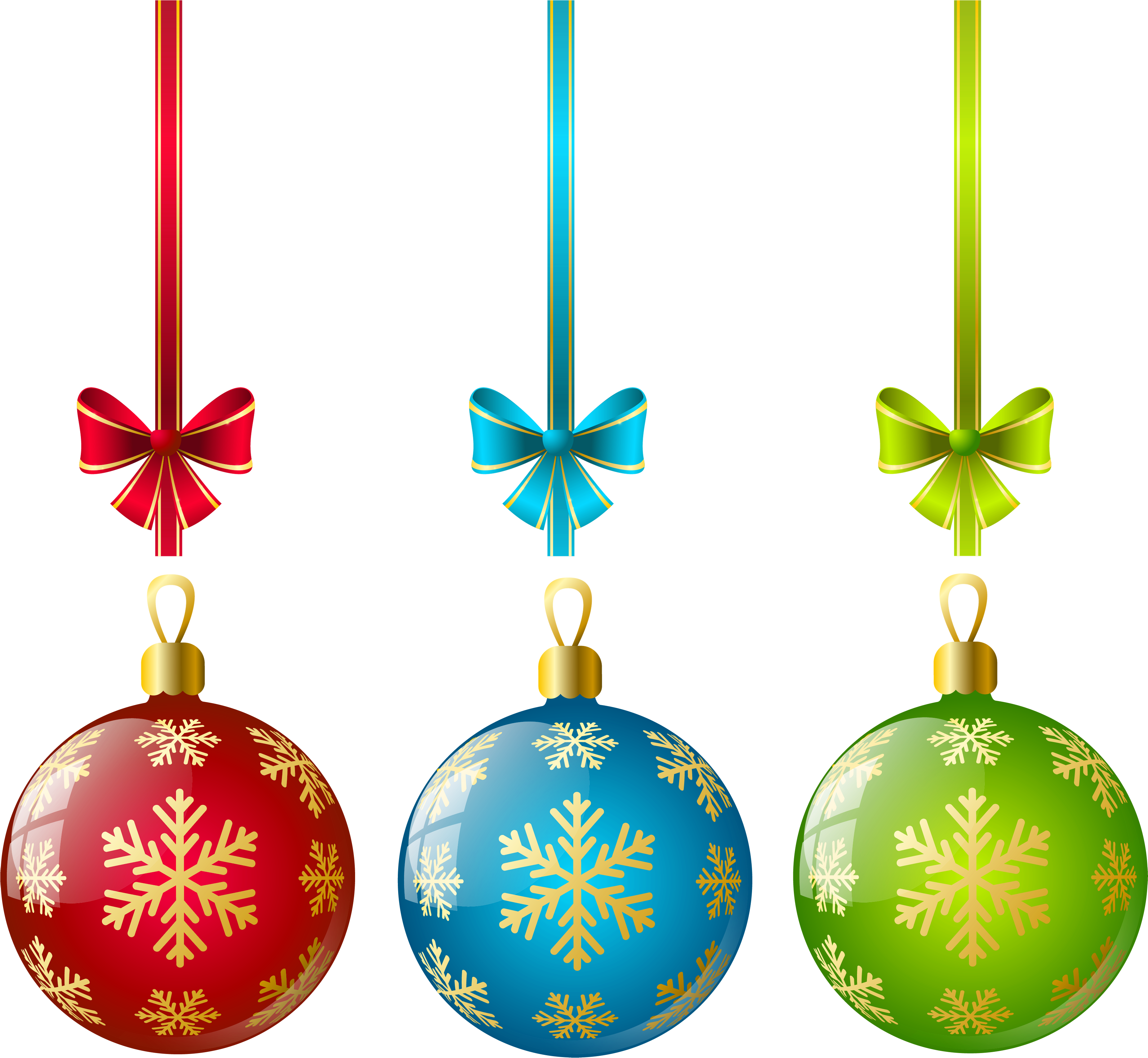 Large Transparent Three Christmas Ball Ornaments Clipart - Christmas ...