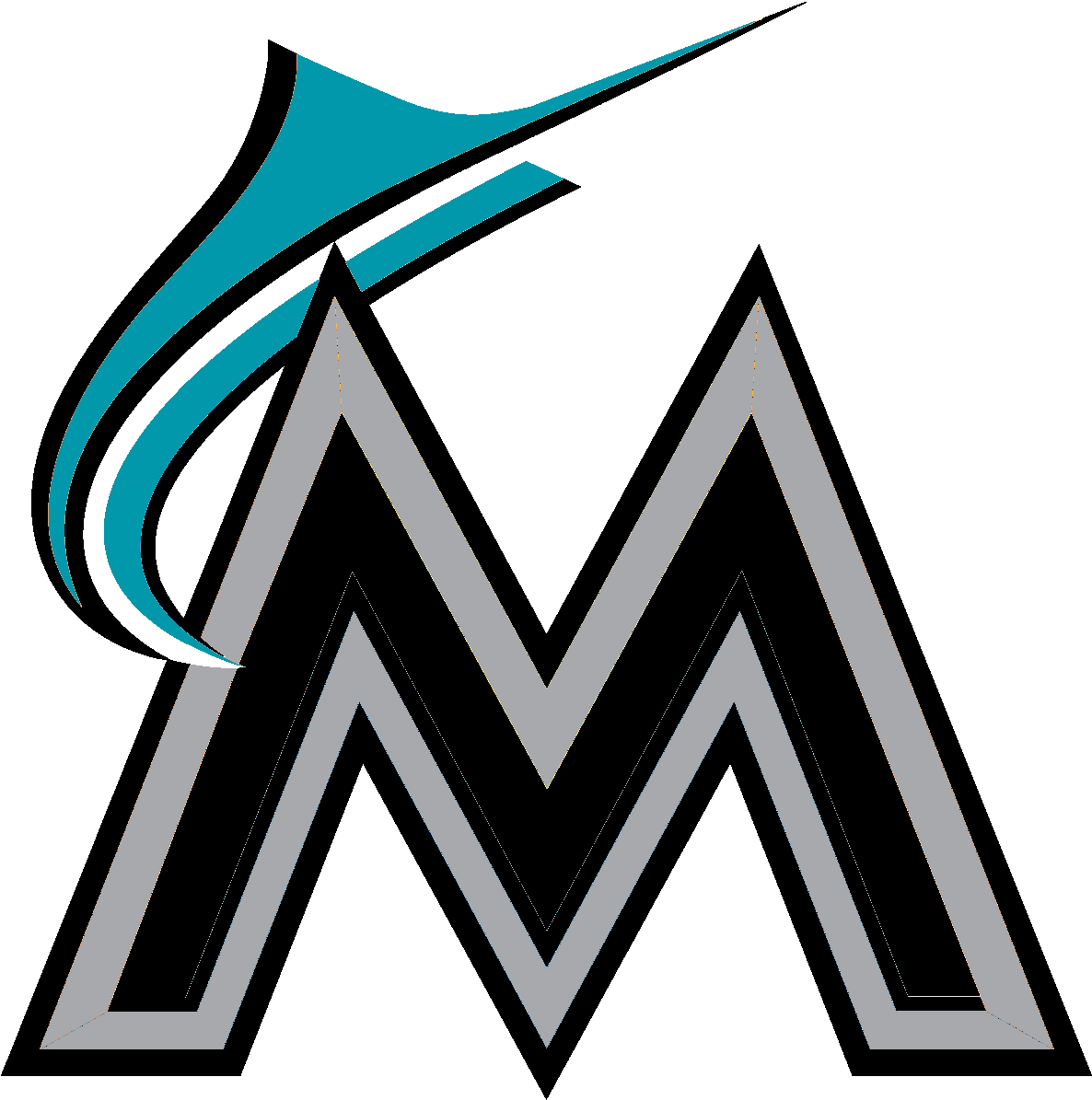 Florida Marlins Png - Miami Marlins Black And White Logo Clipart - Full ...