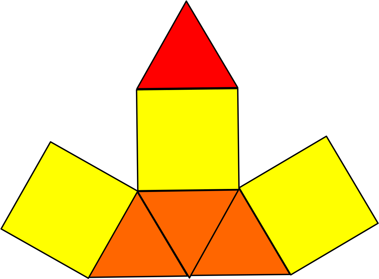 Elongated Triangular Pyramid Net - Triangular Pyramid Net Clipart ...