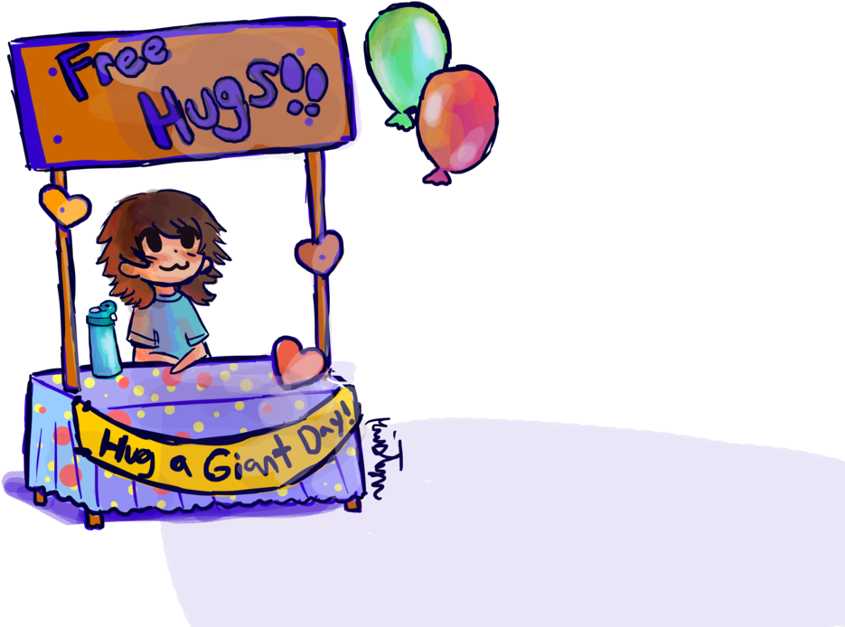 Hug Booth A Giant Day By Friendlyfoxpal - Drawing Clipart - Full Size ...