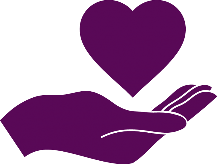 Download Deep Purple Icon Of Hand With Heart Above It - Hand Holding ...