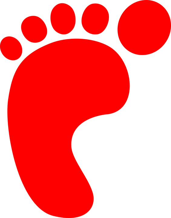 Cartoon Foot Footprint Footstep Red - Foot Print Clipart - Full Size ...