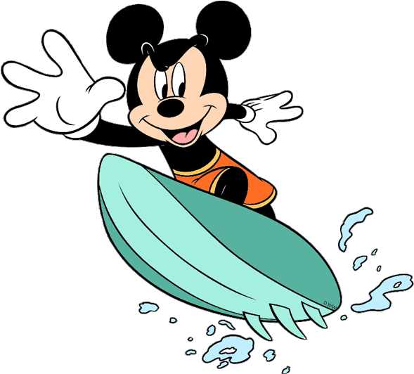 Royalty Free Library Surfing Clipart - Mickey Mouse On A Surfboard ...