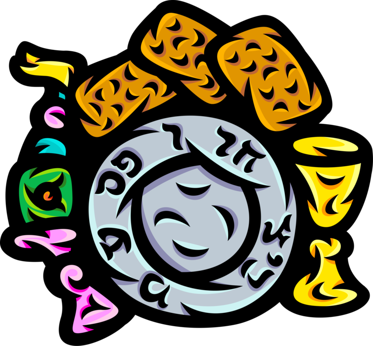 Vector Illustration Of Hebrew Jewish Holiday Celebration Clipart - Full ...