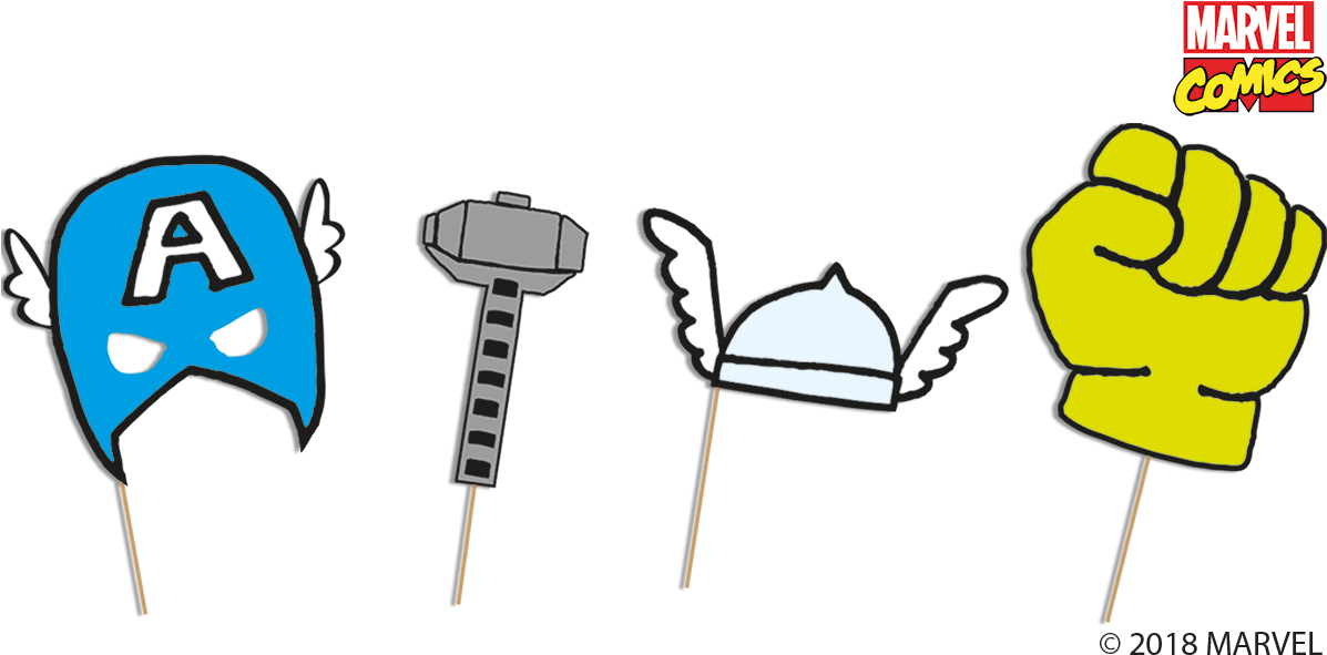 Marvel Pop Comic Party Photobooth Props - The Avengers Clipart - Full ...