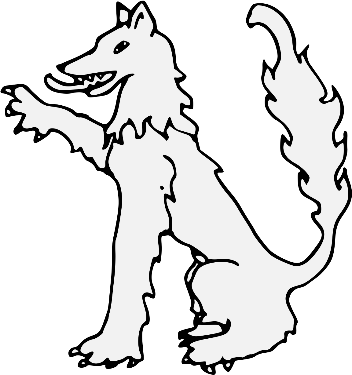 Wolf Sejant Dexter Paw Raised Traceable Heraldic Art - Line Art Clipart ...