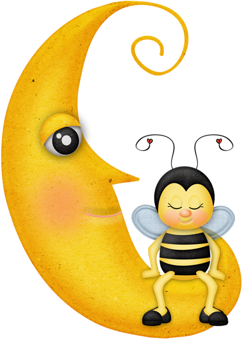 Download Moon ‿ ⁀ Bumble Bee Clipart, Bumble Bees, - Мультяшный Луна ...