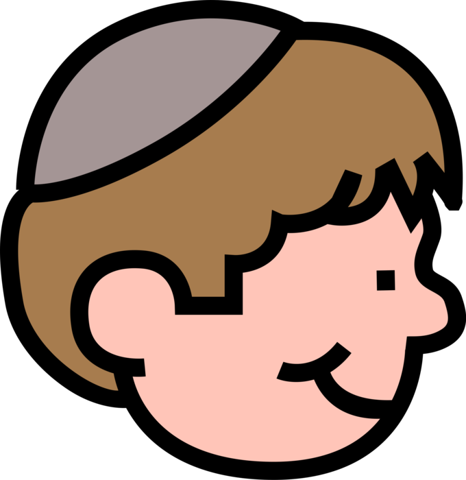 Vector Illustration Of Boy Wears Jewish Kippah Kip - Kippah Clipart ...