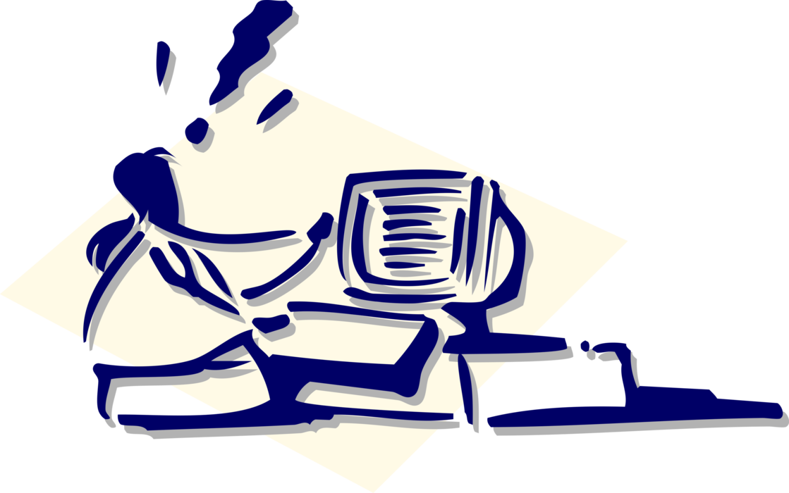Vector Illustration Of Office Worker Frustrated By Clipart - Full Size ...