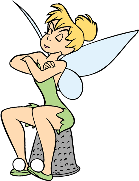 Tinker Bell Sitting On A Thimble - Tinkerbell Coloring Pages Clipart ...