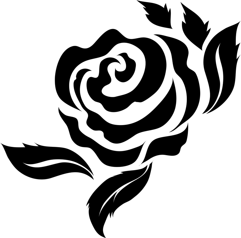 Bold Rose With Leaves Rubber Stamp - Rose Abstract Black And White ...