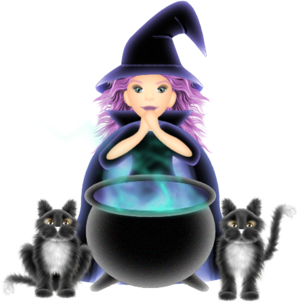 Witch With Cat Halloween Cartoon Clip Art Cute Clip - Cartoon Witches ...