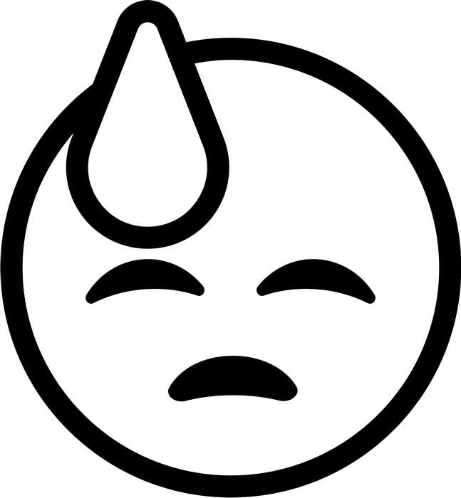 Cold Sweat Emoji Stamp - Sweaty Emoji Black And White Clipart - Full ...