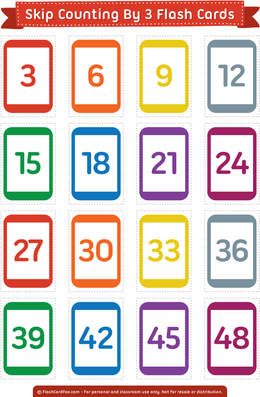 Free Printable Skip Counting By 3 Flash Cards - Skip Counting By 3 ...