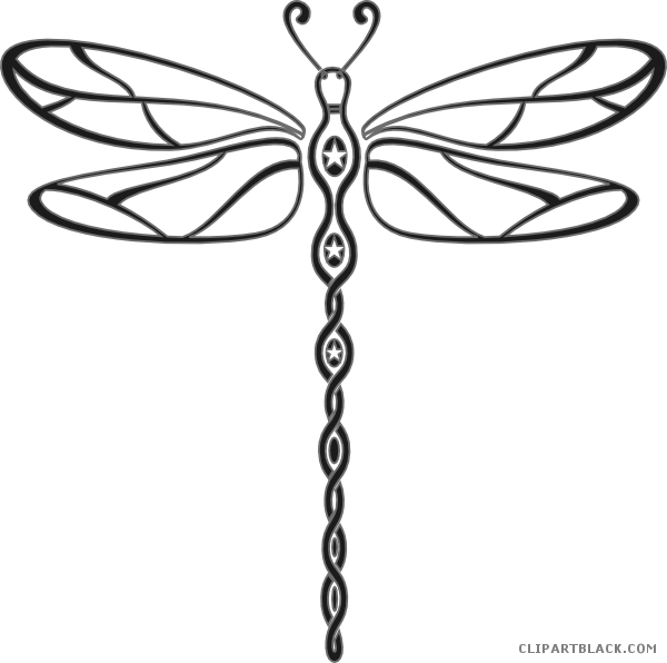 Dragonfly Clipart Line Art - Dragonfly Line Drawing - Png Download ...