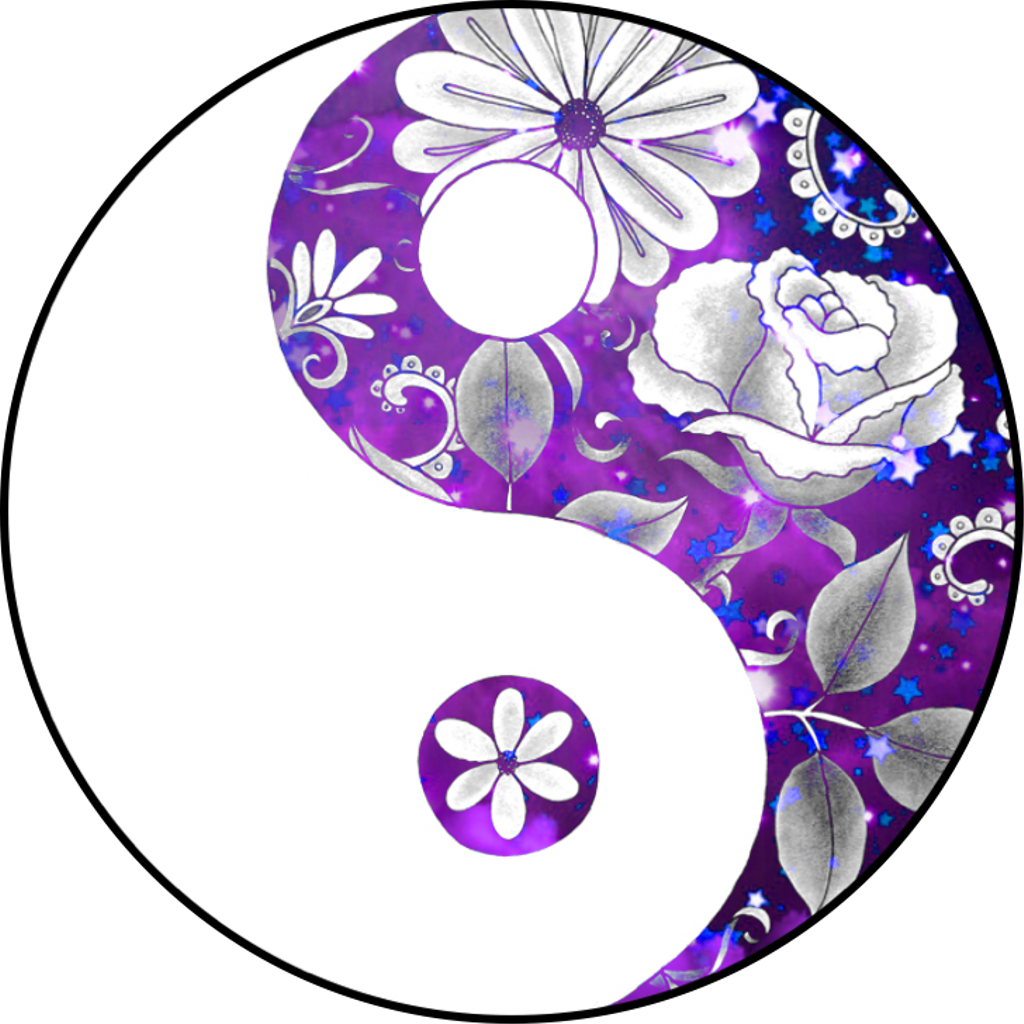Yinyang Yinandyang Roses Purple Sparkles - Yin Yang Flower Drawing ...