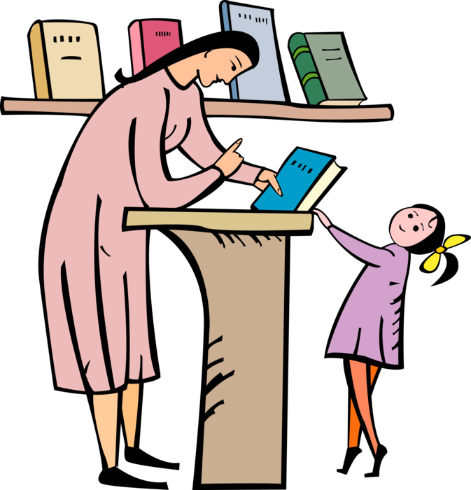Download Vector Illustration Of Teacher Gives Library Book To - Teacher ...