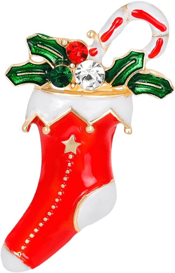 Rhinestone Christmas Stocking Gift Leaf Brooch Zdk37740 - 1x Crystal ...