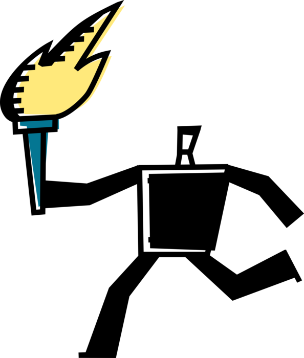 Vector Illustration Of Runner Carries Olympic Torch Clipart - Full Size ...