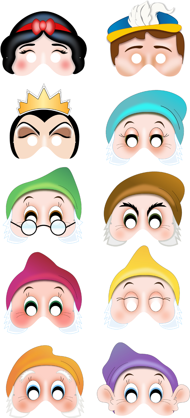Printable Snow White Masks $15 - Mascara Branca De Neve Clipart - Full ...