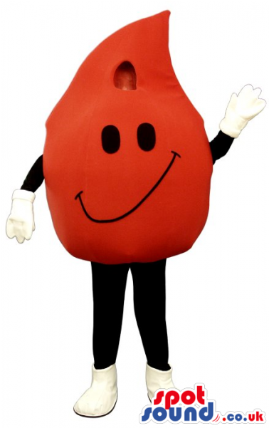 Download Funny Big Red Blood Drop Mascot With A Smiley Face - Ketchup ...