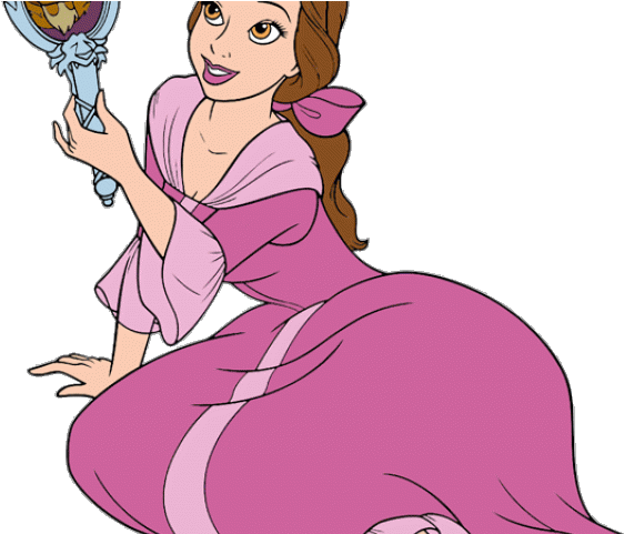 Mirror Clipart Disney Princess - Belle Looking In Mirror - Png Download ...