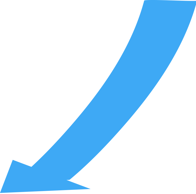 Curved, Narrow Directional Arrow Pointing To The Lower - Wide To Narrow ...