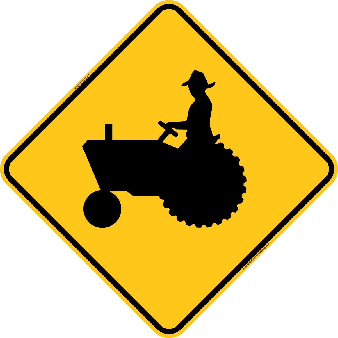 Tractor Crossing Icon Warning Trail Sign - Tractor Road Sign Clipart ...