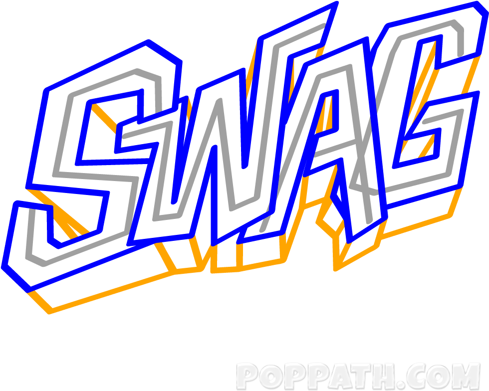 In This Step, Your Drawing Will Get A 3d Effect - Png Text Swag Word ...