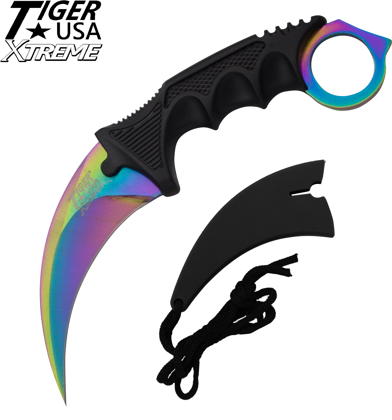 Color Karambit With Fixed Blade And Free Neck Sheath - Gold Karambit ...