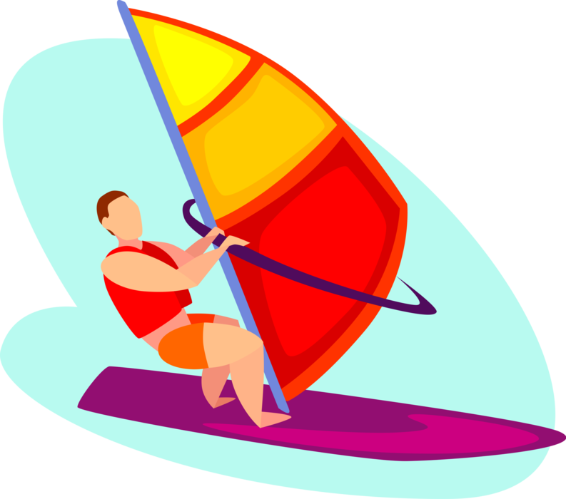 Vector Illustration Of Windsurfing Windsurfer Powered - Windsurfing ...