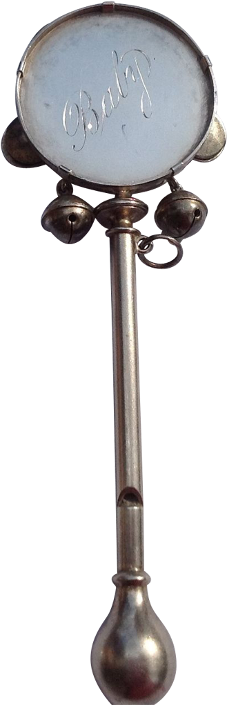 Antique Victorian Sterling Silver Baby Rattle With Clipart - Full Size ...