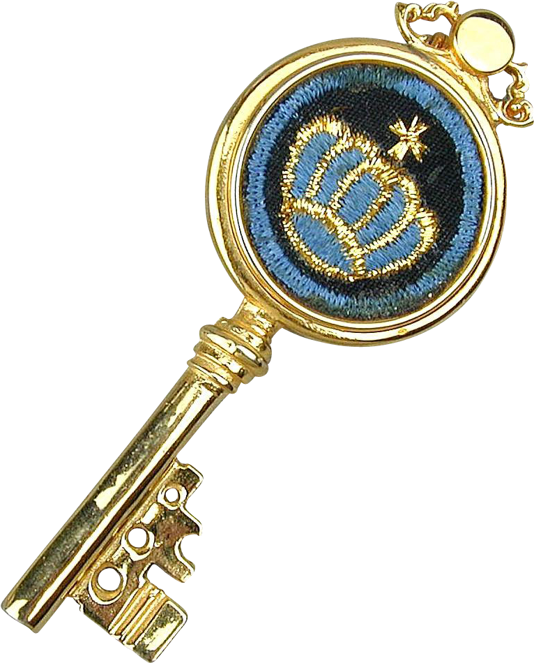 Vintage Kramer Key Pin Brooch Pendant W Embroidered - Brooch Clipart ...
