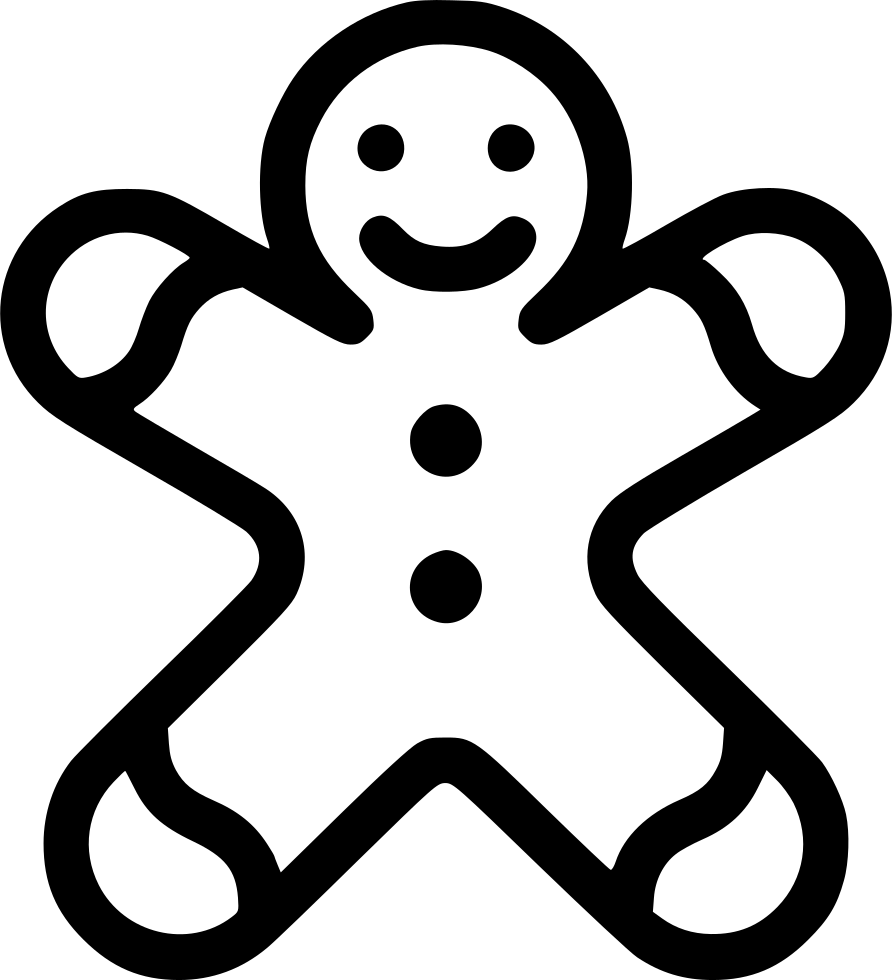 Gingerbread Man Icon Comments - Christmas Black & White Icon Png ...