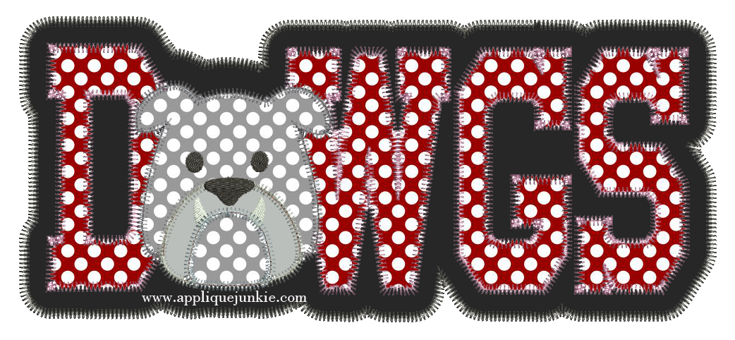 Dawgs With Bulldog Face Double Applique Design Great - Appliqué Clipart ...