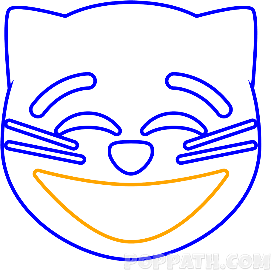 Transparent Drawing Smile Grin - Draw Emoji Step By Step Clipart - Full ...