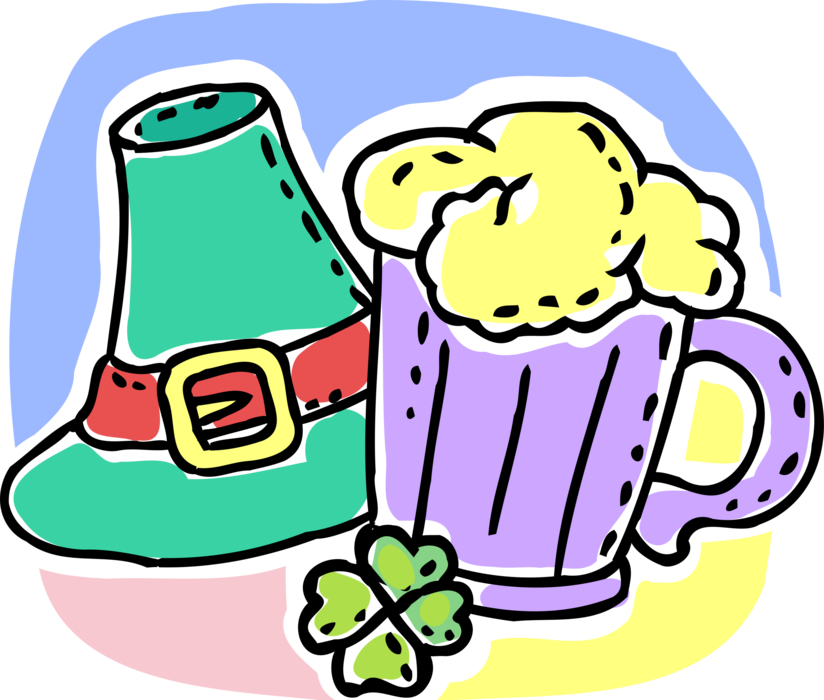 Vector Illustration Of St Patrick's Day Beer Mug With Clipart - Full ...