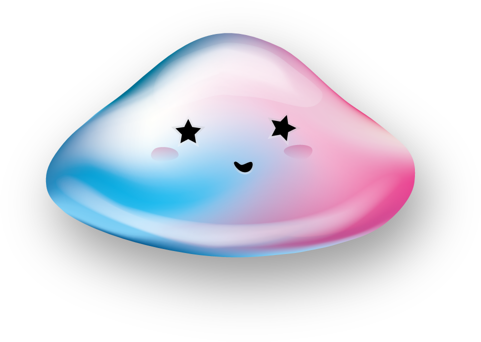 A Pink And Light Blue Blob With Stars As Eyes, Smiling - Illustration ...