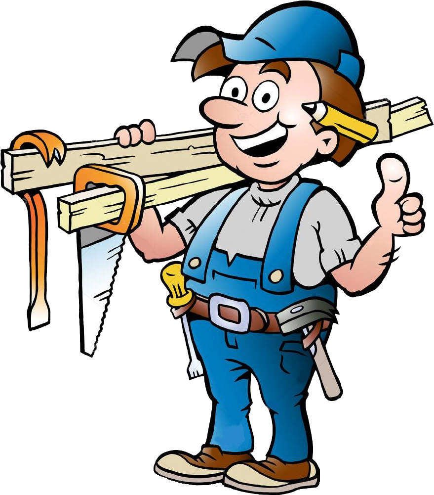 No Job Too Small - Cartoon Carpenter Clipart - Full Size Clipart ...