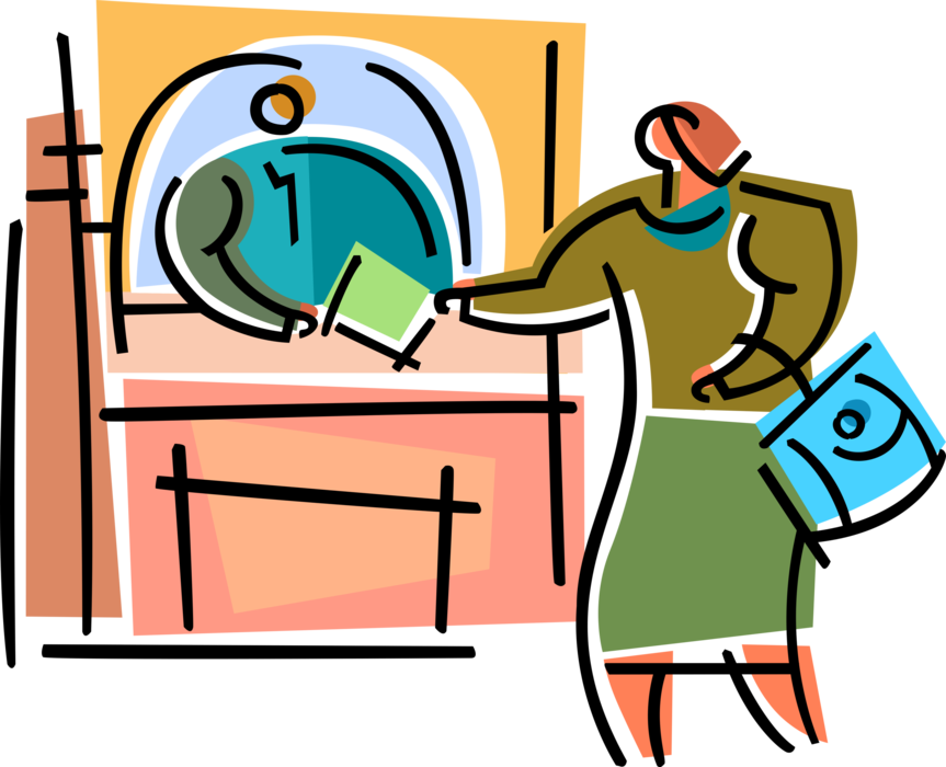 Vector Illustration Of Kiosk Worker At Urban Transport Clipart - Full ...