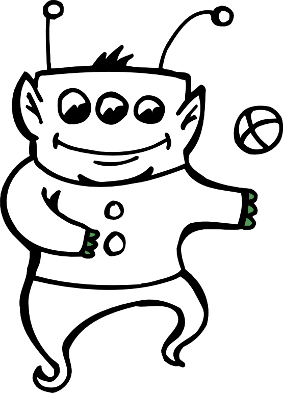 Download Artfavor Alien 1 Black White Line Art 555px 67 - Alien Clipart ...