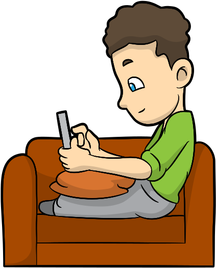 File Relaxed Cartoon Guy Using His Phone At Home Svg Clipart - Full ...