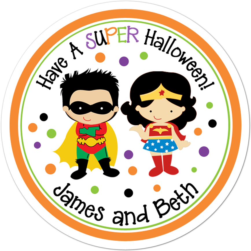 Halloween Superheros Personalized Sticker Clipart - Full Size Clipart ...