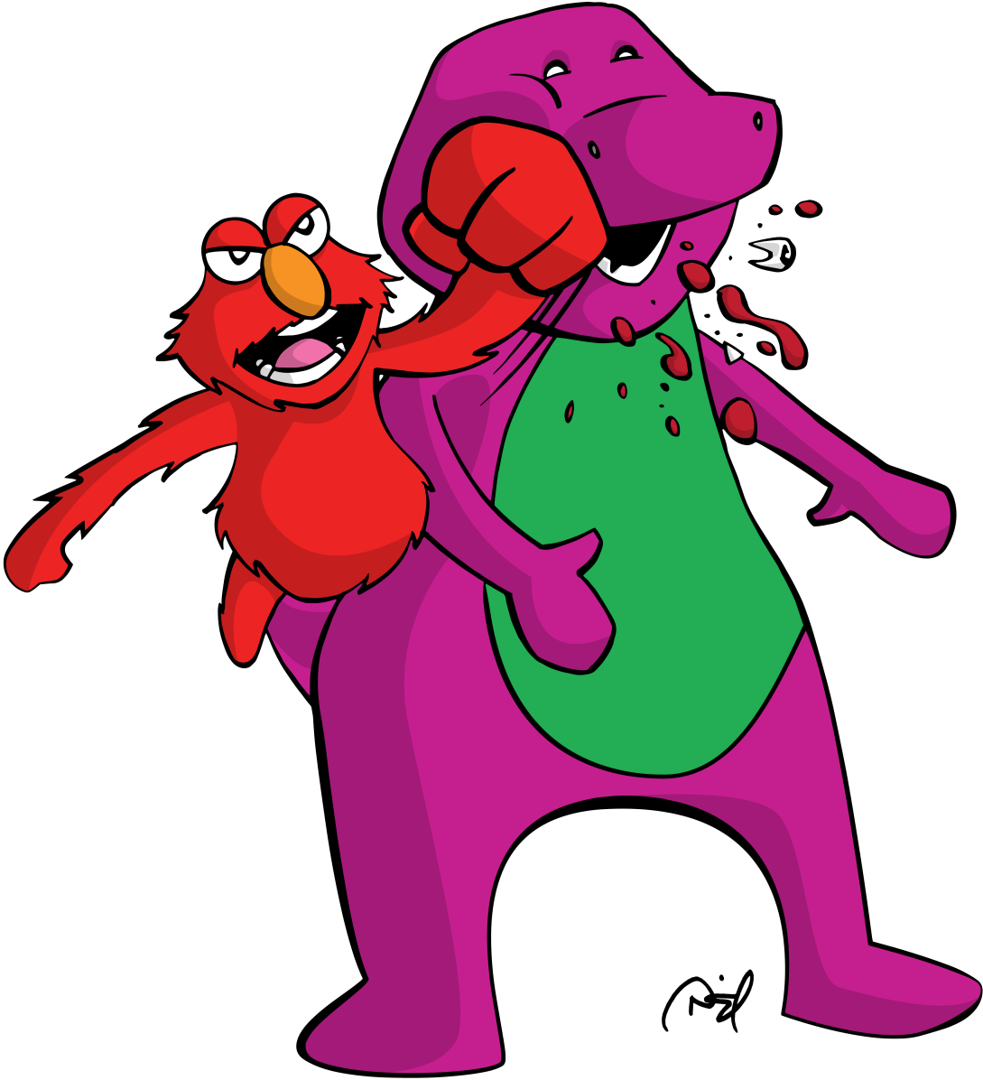 Dotproblems Elmo Vs Barney Womens Clipart - Full Size Clipart (#2392712 ...