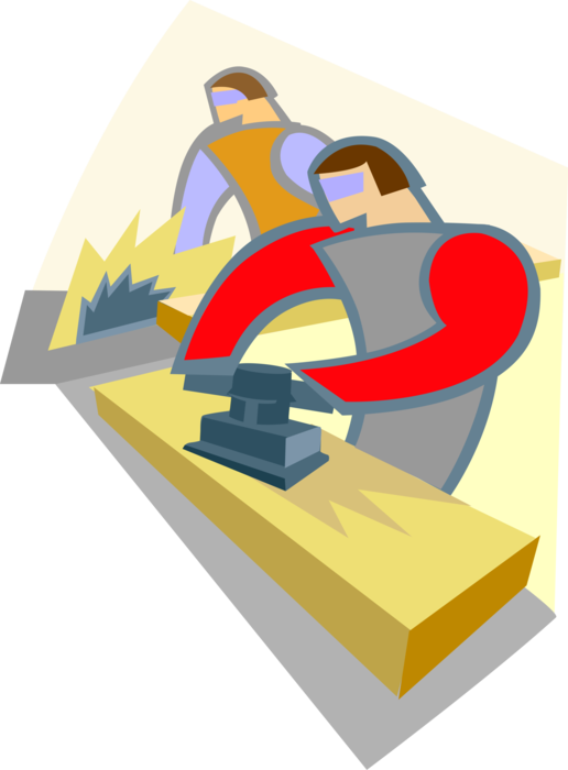 Vector Illustration Of Carpenters With Sander Sanding Clipart - Full ...