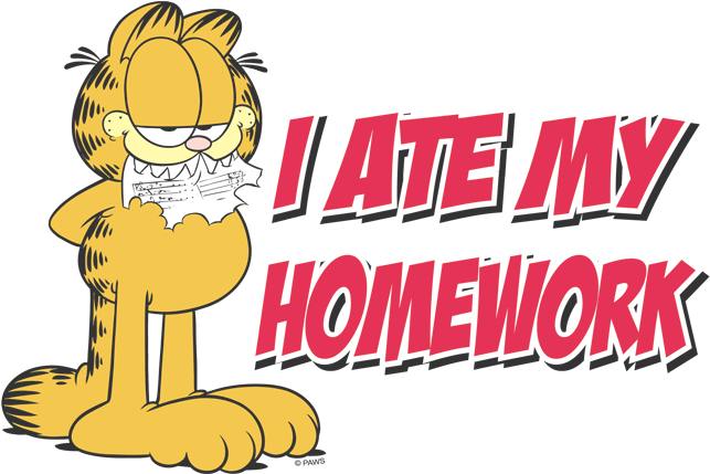 Garfield I Ate My Homework Youth T Shirt Clipart - Full Size Clipart ...