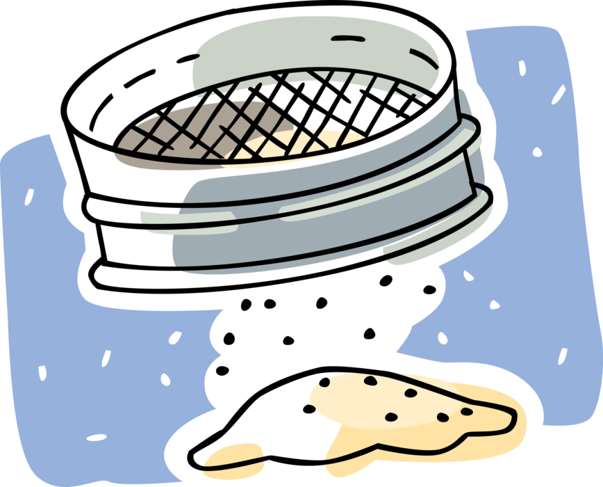 Vector Illustration Of Sieve Or Sifter Sifting Baking Clipart - Full ...