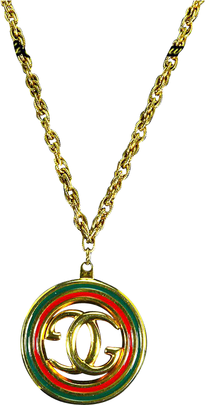 G Gucci Signed Italy Enamel Pendant Necklace Gold Chains Clipart - Full ...