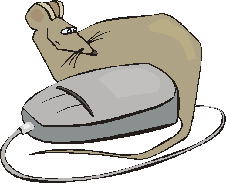 Coloured Cartoon Of Beige Rat Sitting Next To Computer Clipart - Full ...
