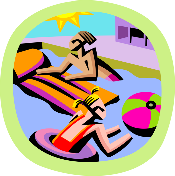 Vector Illustration Of Summer Swimming In The Pool Clipart - Full Size ...